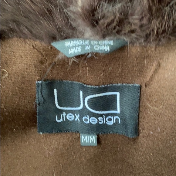 Utex | Jackets & Coats | Utex Design Fur Trimmed Suede Long Jacket ...